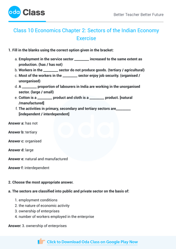 NCERT Solutions for Class 10 Economics Chapter 2