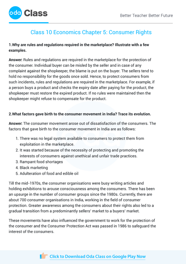 NCERT Solutions for Class 10 Economics Chapter 5