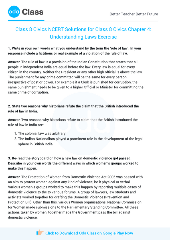 NCERT Solutions For Class 8 Civics Chapter 4
