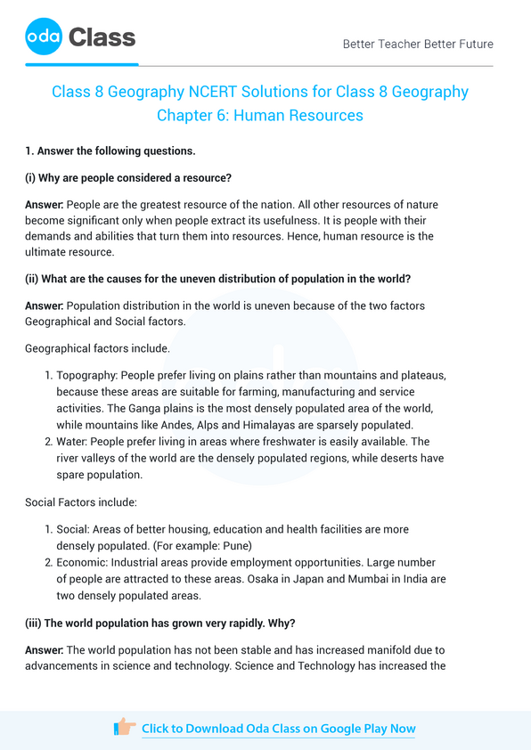 NCERT Solutions for Class 8 Geography Chapter 6 NCERT Solutions for Class 8 Geography Chapter 6