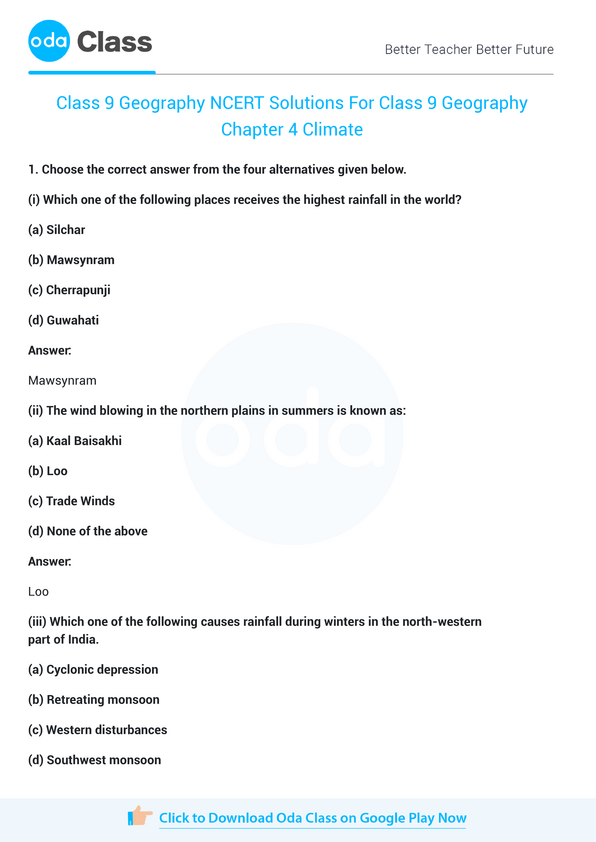 NCERT Solutions for Class 9 Geography Chapter 4