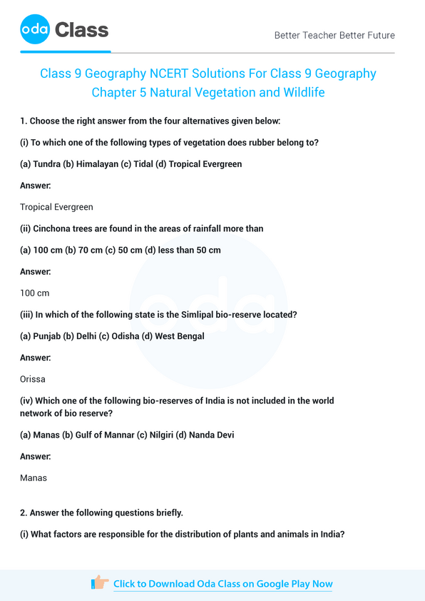 NCERT Solutions for Class 9 Geography Chapter 5