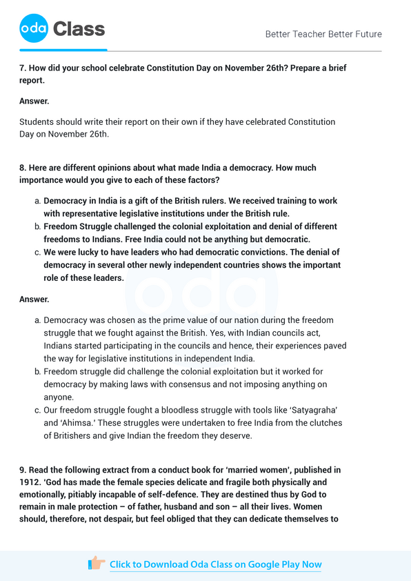 NCERT Solutions for Class 9 Political Science Chapter