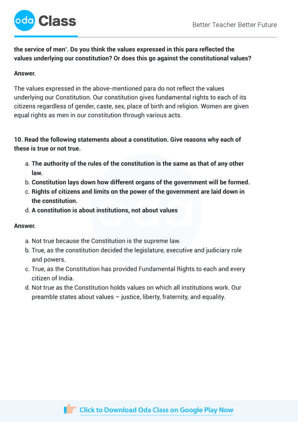 NCERT Solutions for Class 9 Political Science Chapter